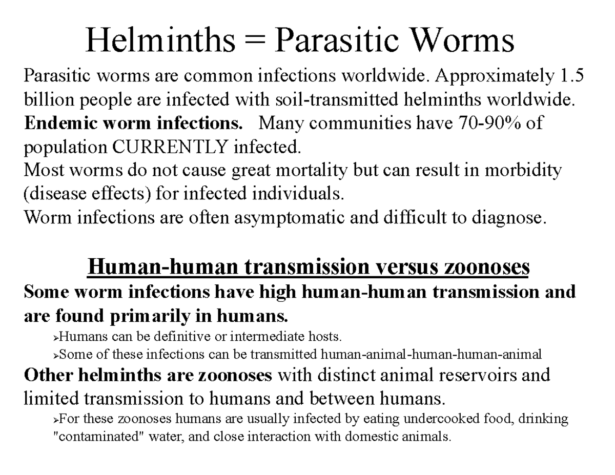 Clinical Impacts of Helminth Infections: Nematodes & Cestodes Overview ...