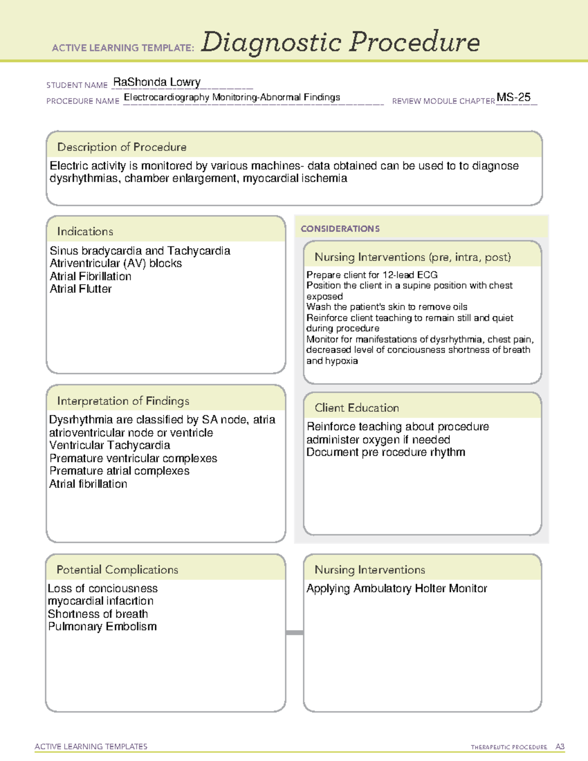 ATI Diagnostic Procedure Template: Electrocardiography (EKG) Guidelines ...