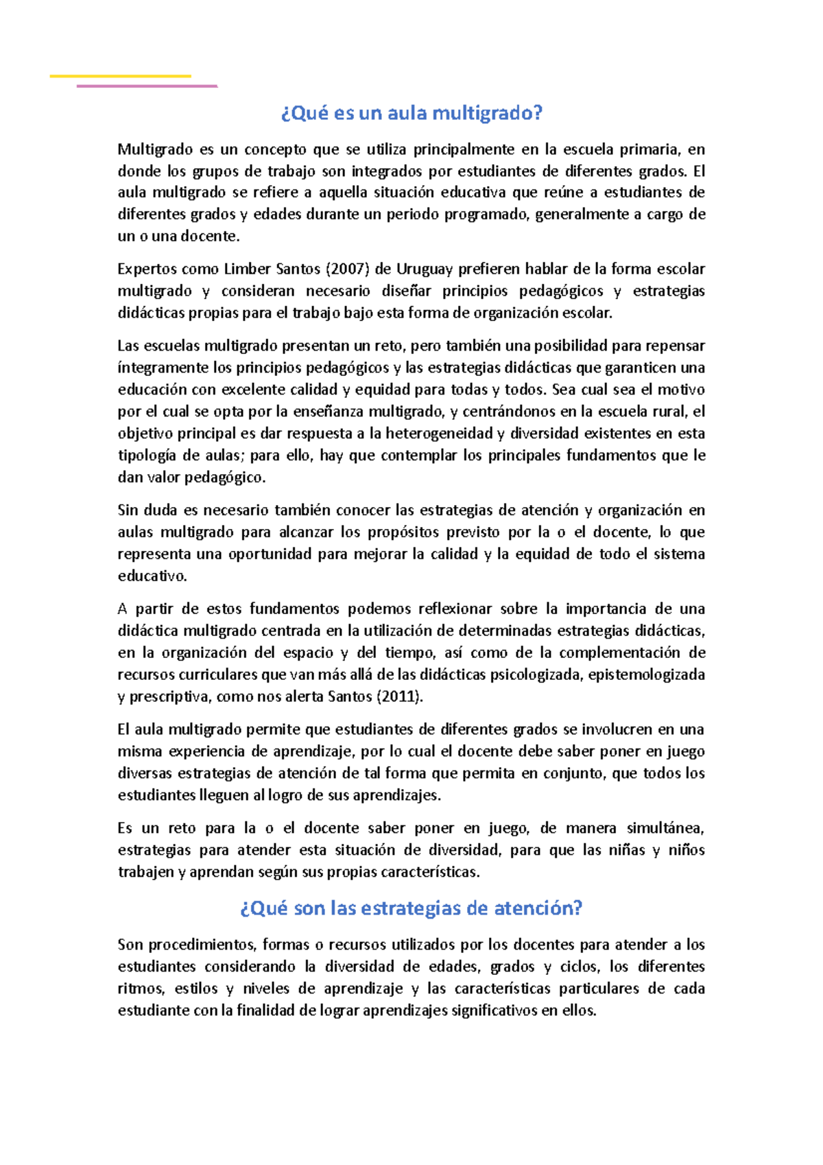 Estrategias de Atención en Aulas Multigrado: Claves para Docentes - Studocu