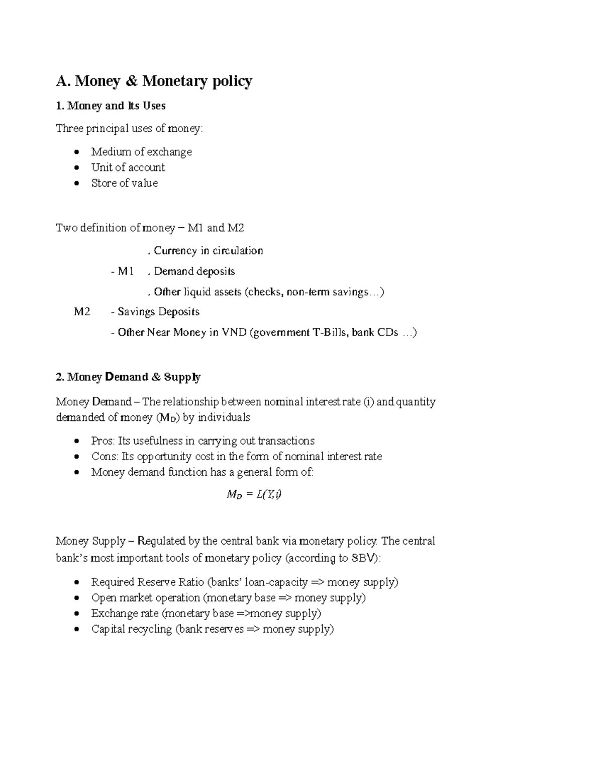 P04A. Money and Monetary Policy Overview and Key Concepts - Studocu