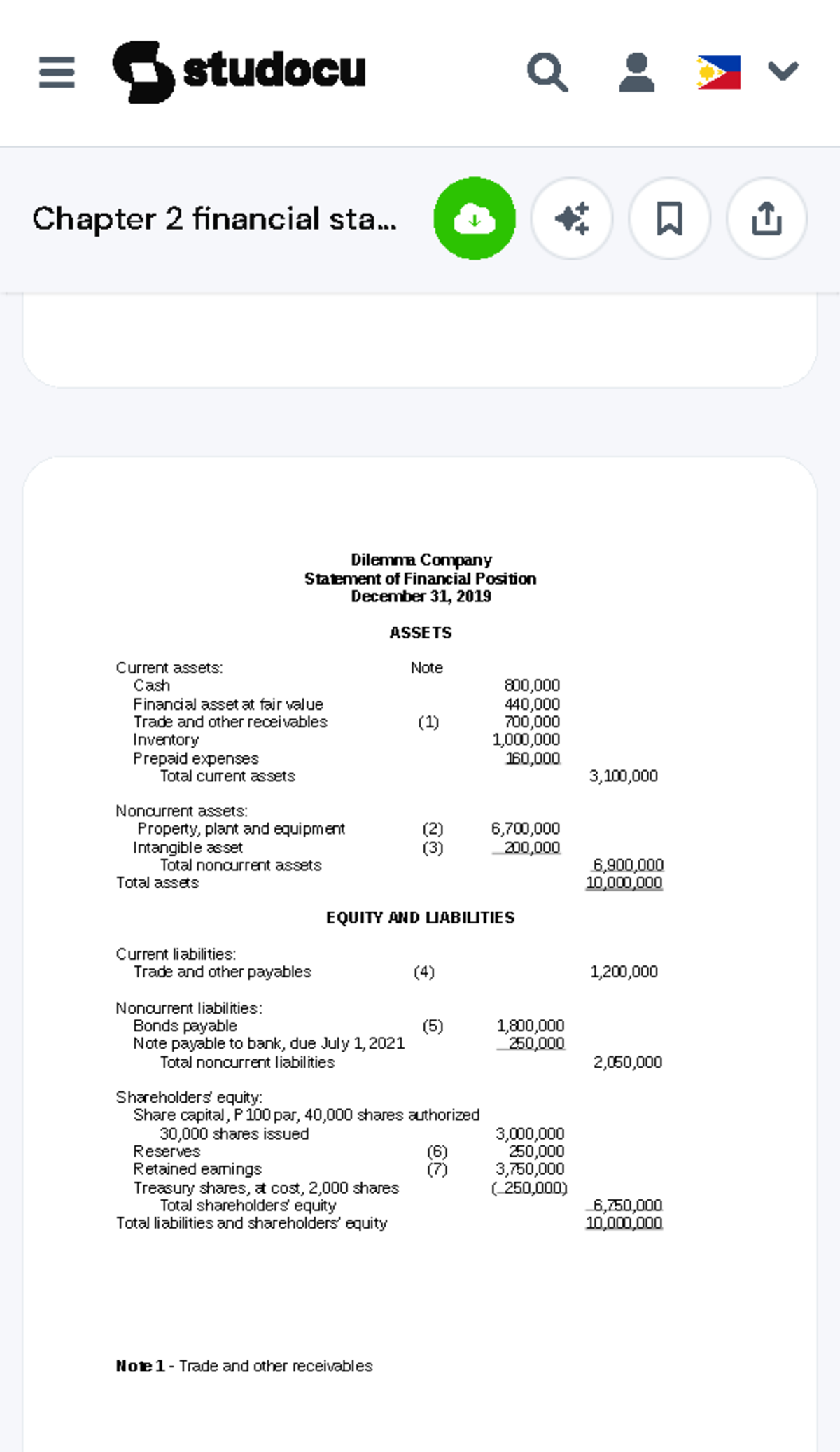 Chapter 2 financial statements - Chapter 2 Statement of Financial ...