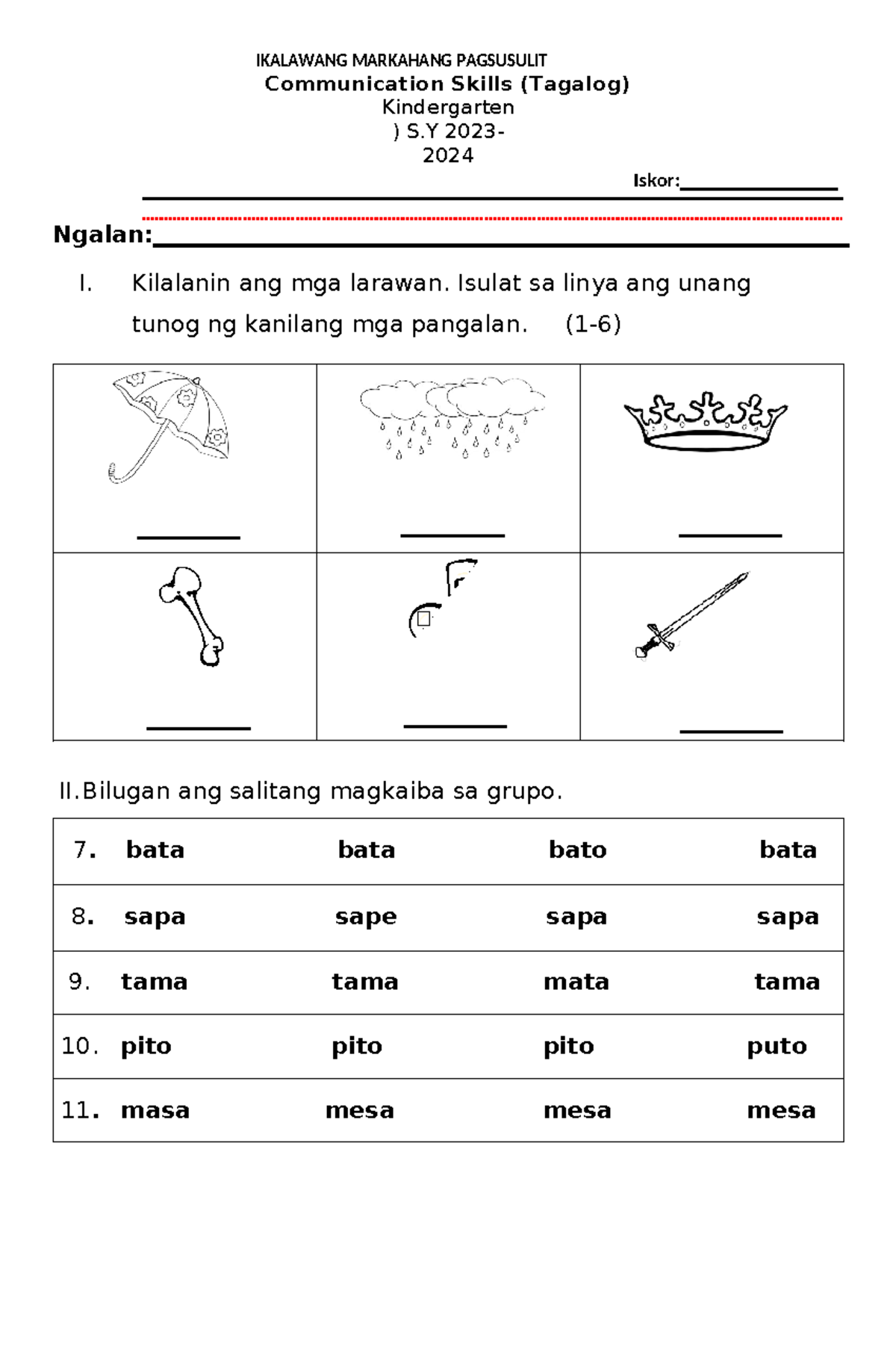 K CS 2Q T - PAGSUSULIT - IKALAWANG MARKAHANG PAGSUSULIT Communication ...