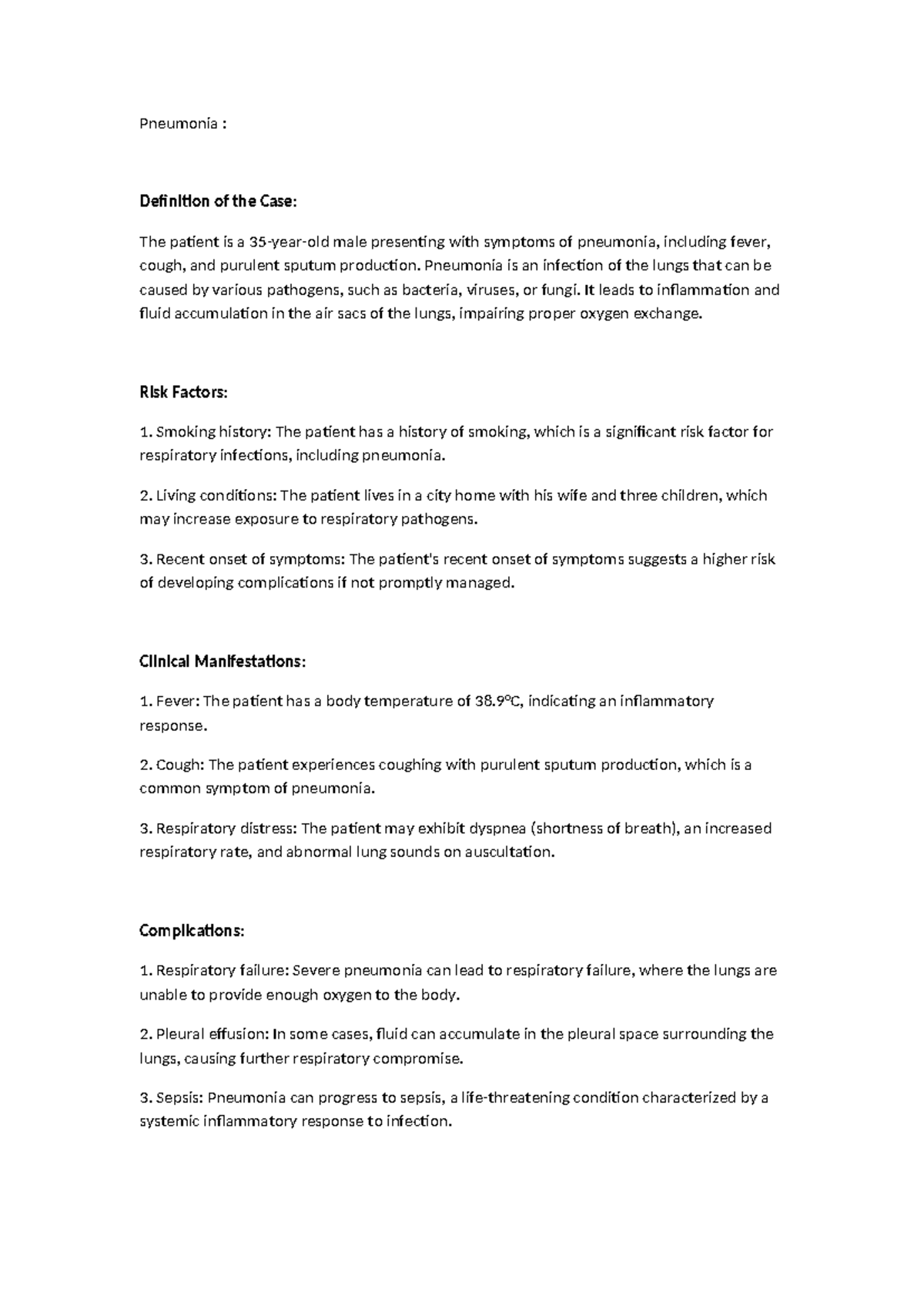 Guidelines for Effective Pneumonia Management and Treatment Plan - Studocu
