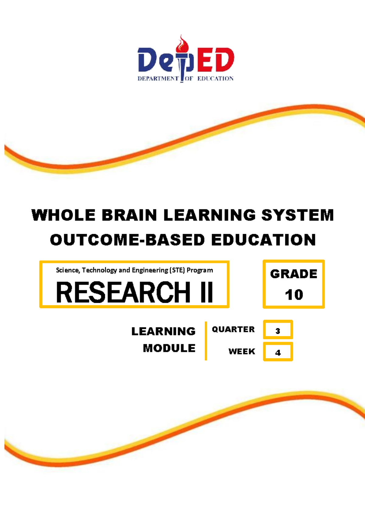 Research II Module G10 Q3 Week 4 - WHOLE BRAIN LEARNING SYSTEM OUTCOME ...