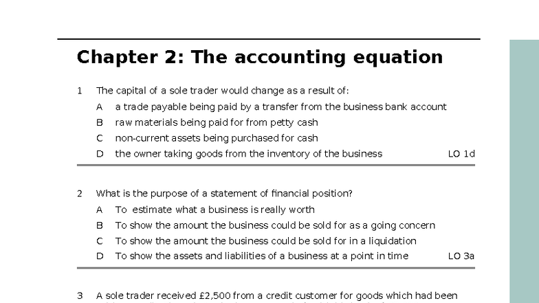 Chapter 2: Understanding the Accounting Equation and Financial ...