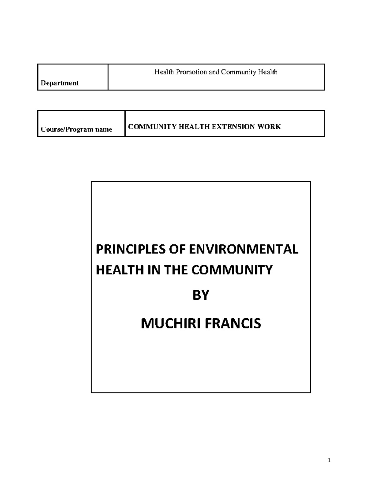 Principles of environmental health in the community - Department Health ...