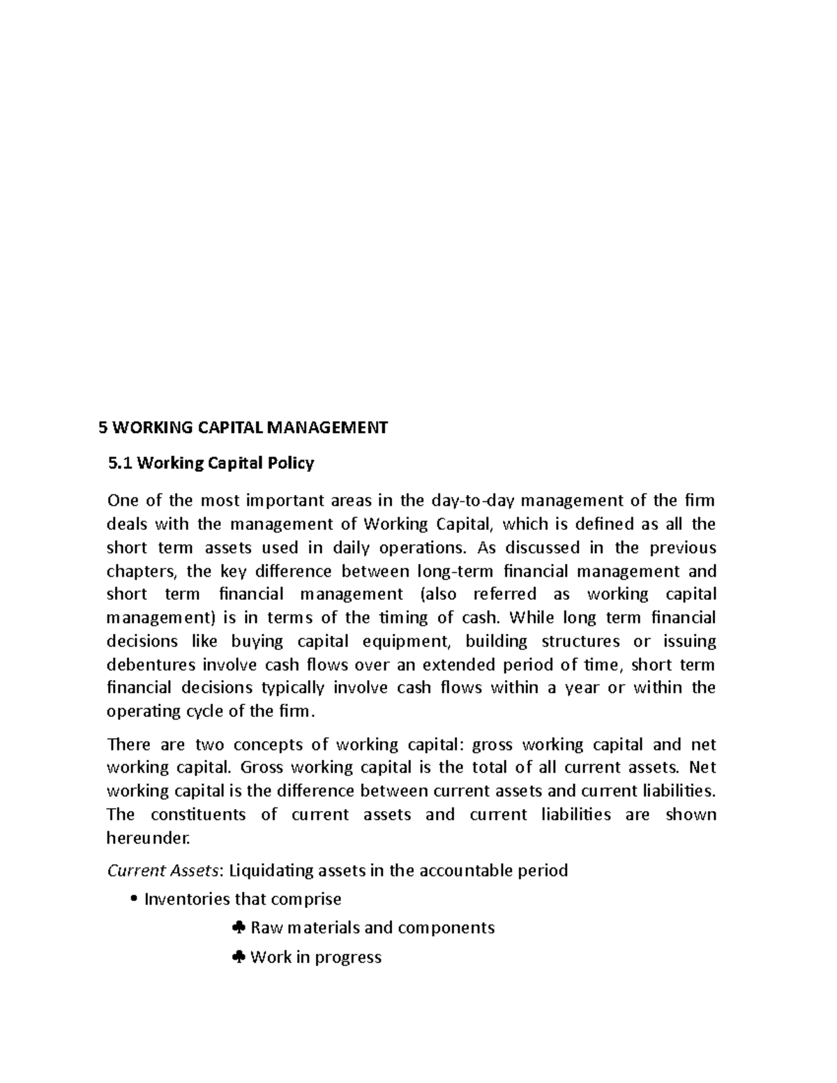 Working Capital Management Lecture Notes - AAU Construction Tech. - Studocu