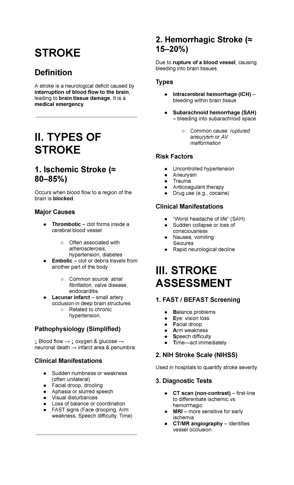 Stroke Overview and Management - DacRWQ - Studocu
