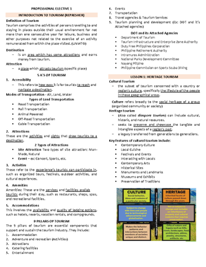 Professional Elective 1 - Lesson 3-4 - LESSON 3: THE ECOSYSTEM OF HERITAGE TOURISM Stakeholders ...