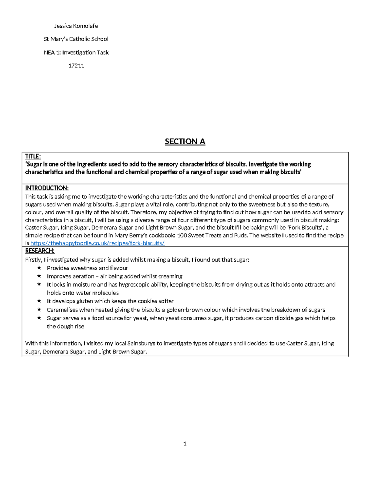 NEA 1: Investigating Sugar's Impact on Biscuit Sensory Characteristics ...