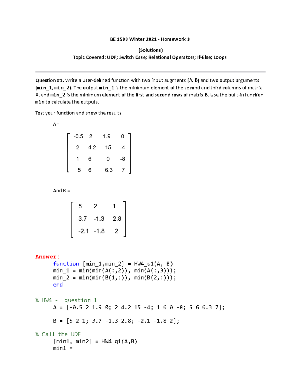 BE1500 Winter2021 Homework 4 Solutions and Code Examples - Studocu