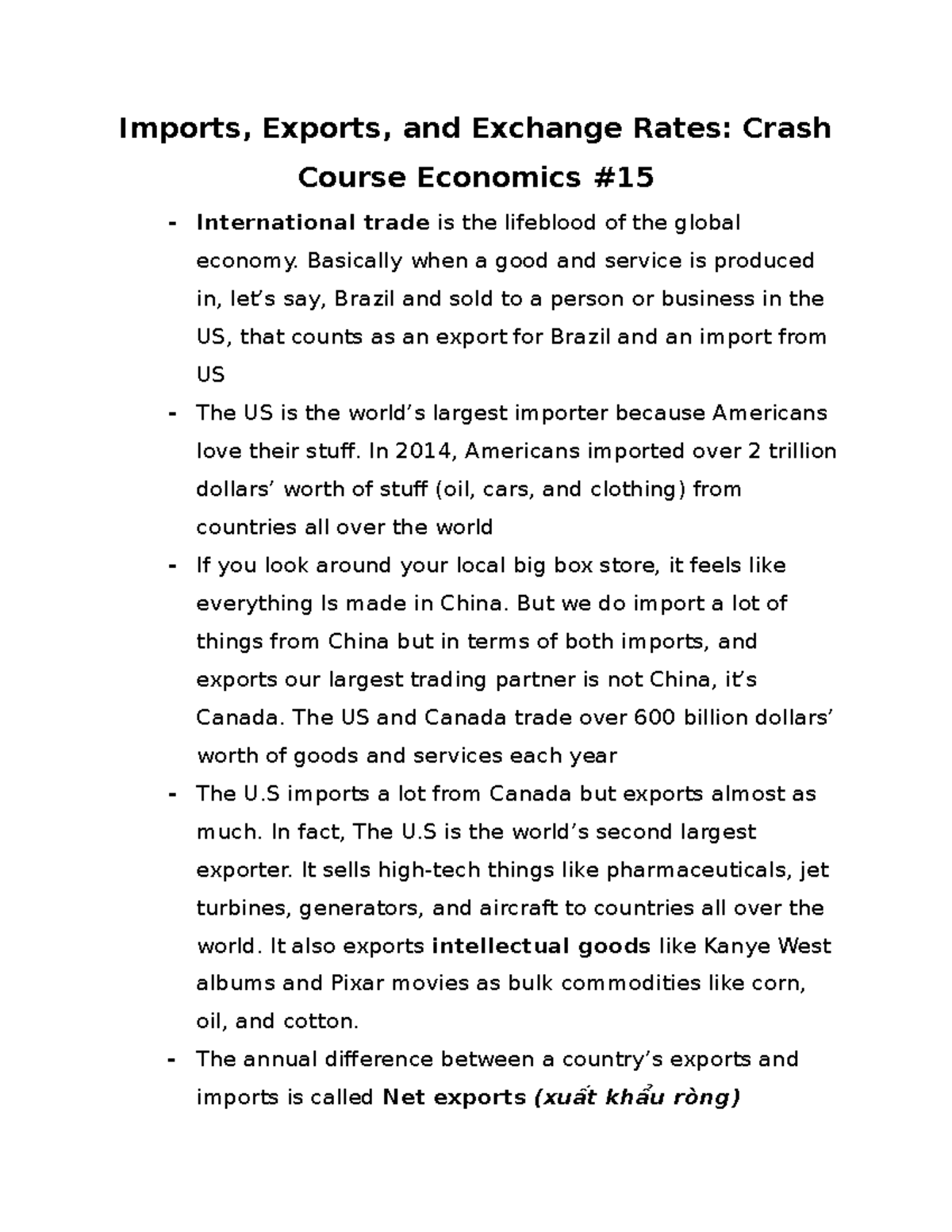 Imports, Exports, and Exchange Rates Crash Course Economics #15 ...