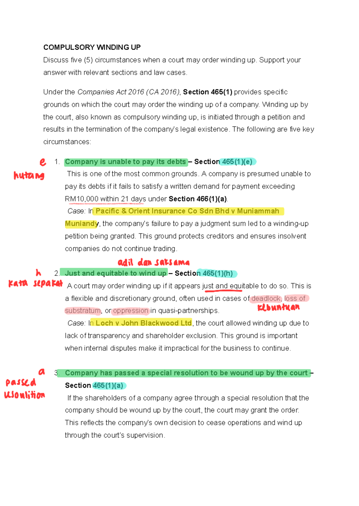 COMPULSORY WINDING UP: Key Circumstances & Legal Framework (CA 2016 ...