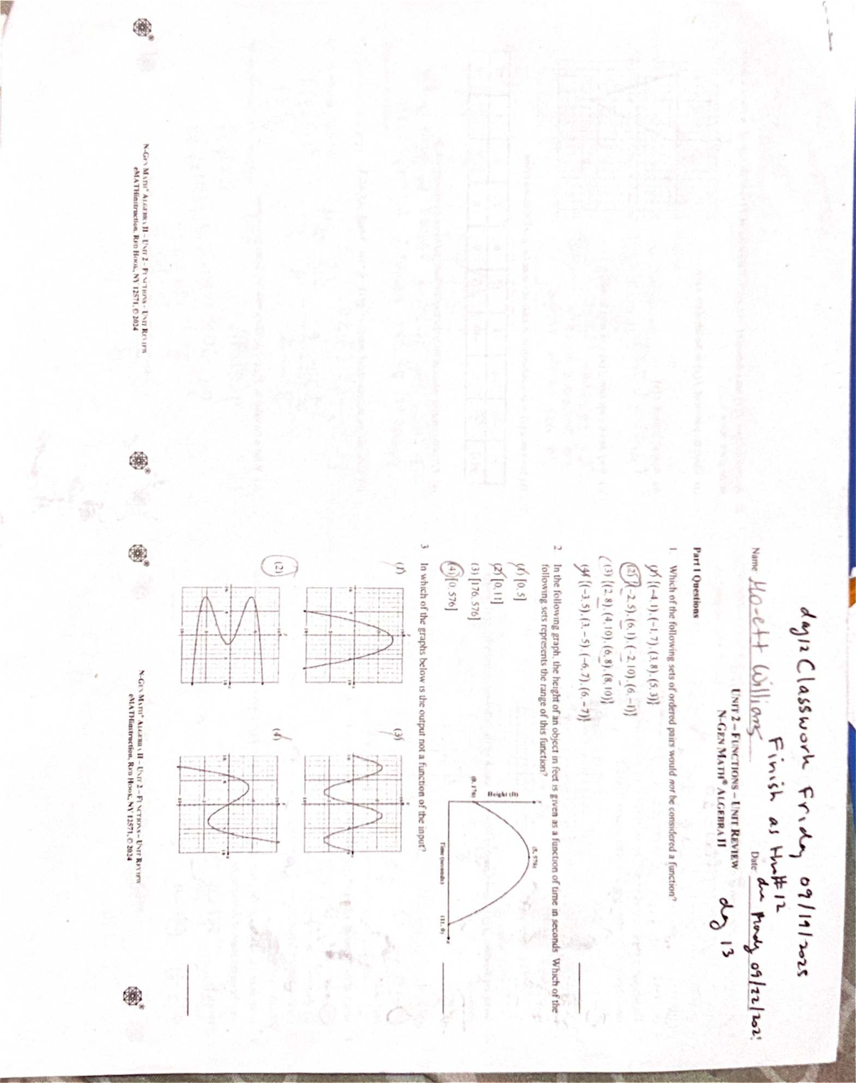 Functions Unit Review Sheet - eMATH 12571 - Studocu