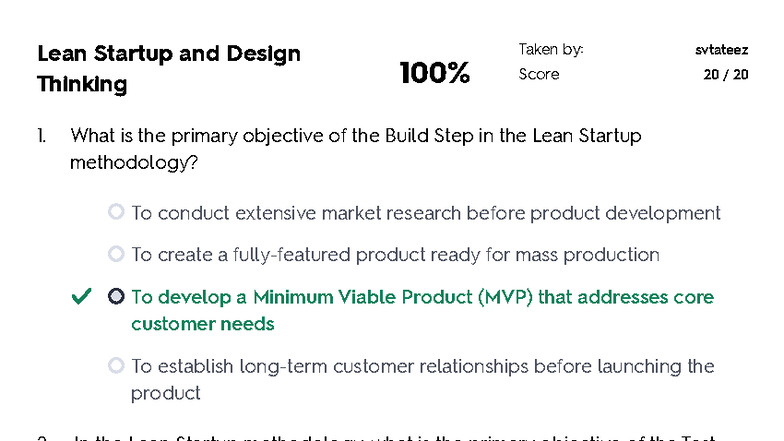 Lean Startup & Design Thinking - Study Guide for SVTATEEZ - Studocu