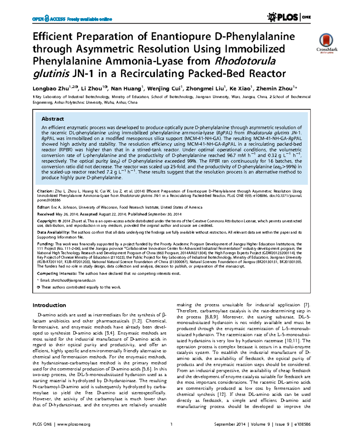 Efficient Asymmetric Resolution of Enantiopure Compounds Using RgPAL in ...