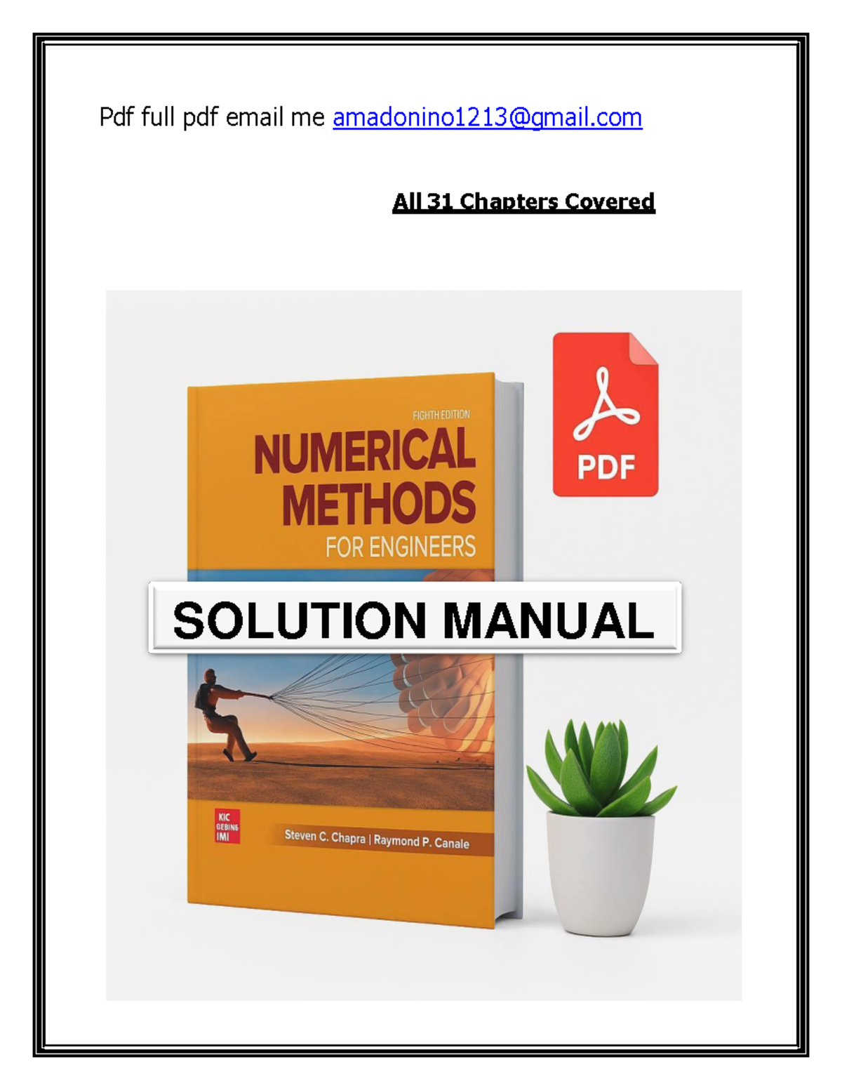 Solution Manual for Numerical Methods for Engineers (8th Ed) - Chapters 1-31 - Studocu