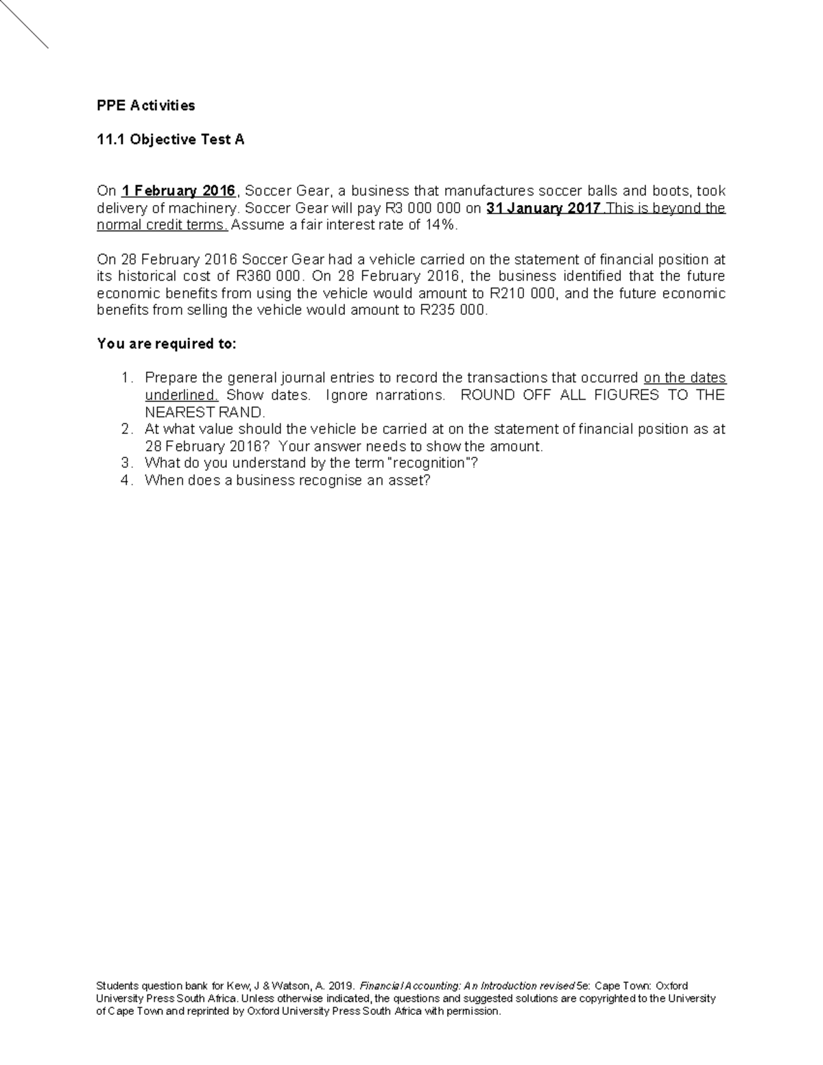 PPE Activities 2AFA 101: Objective Tests and Journal Entries for ...