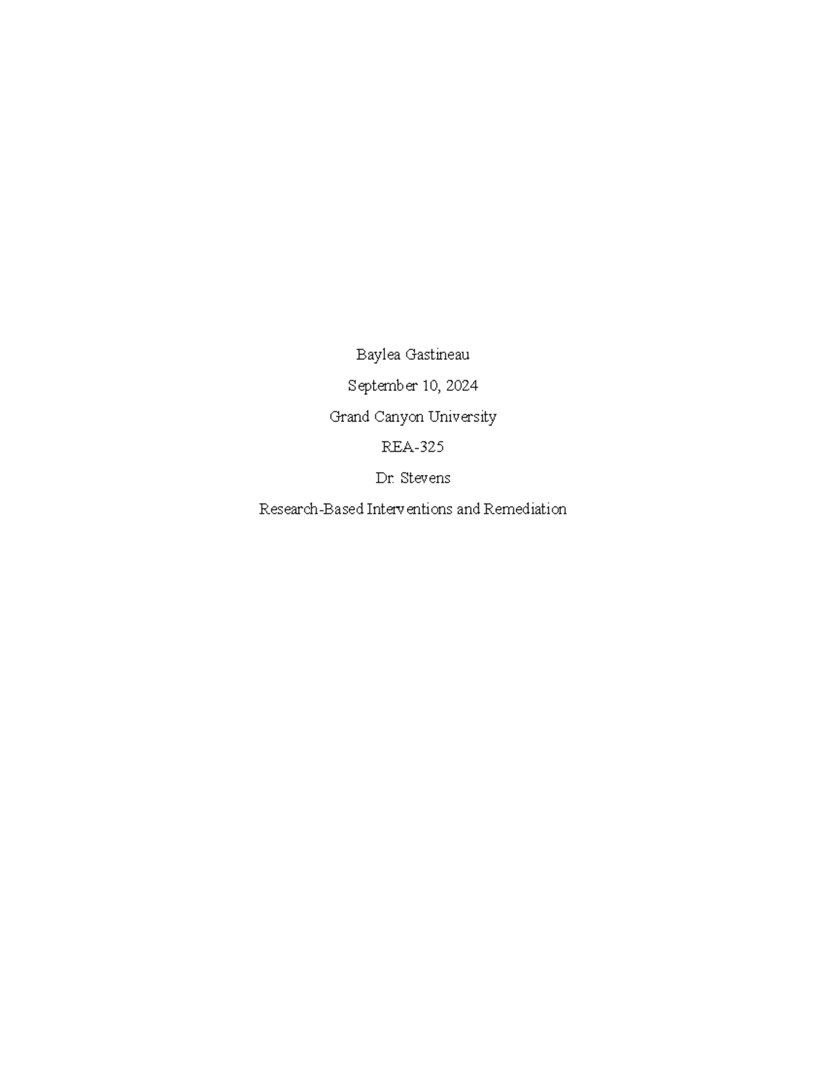Research-Based Interventions and Remediation - Baylea Gastineau ...