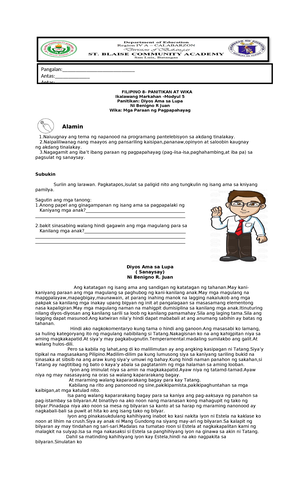 Exam in esp laguhan 4th quarter - Pangalan ...