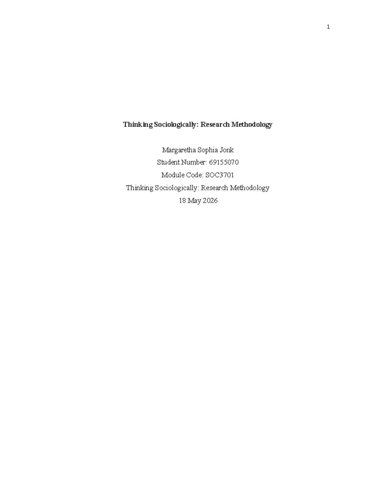SOC3701 Final Exam: Thinking Sociologically on Research Methodology ...