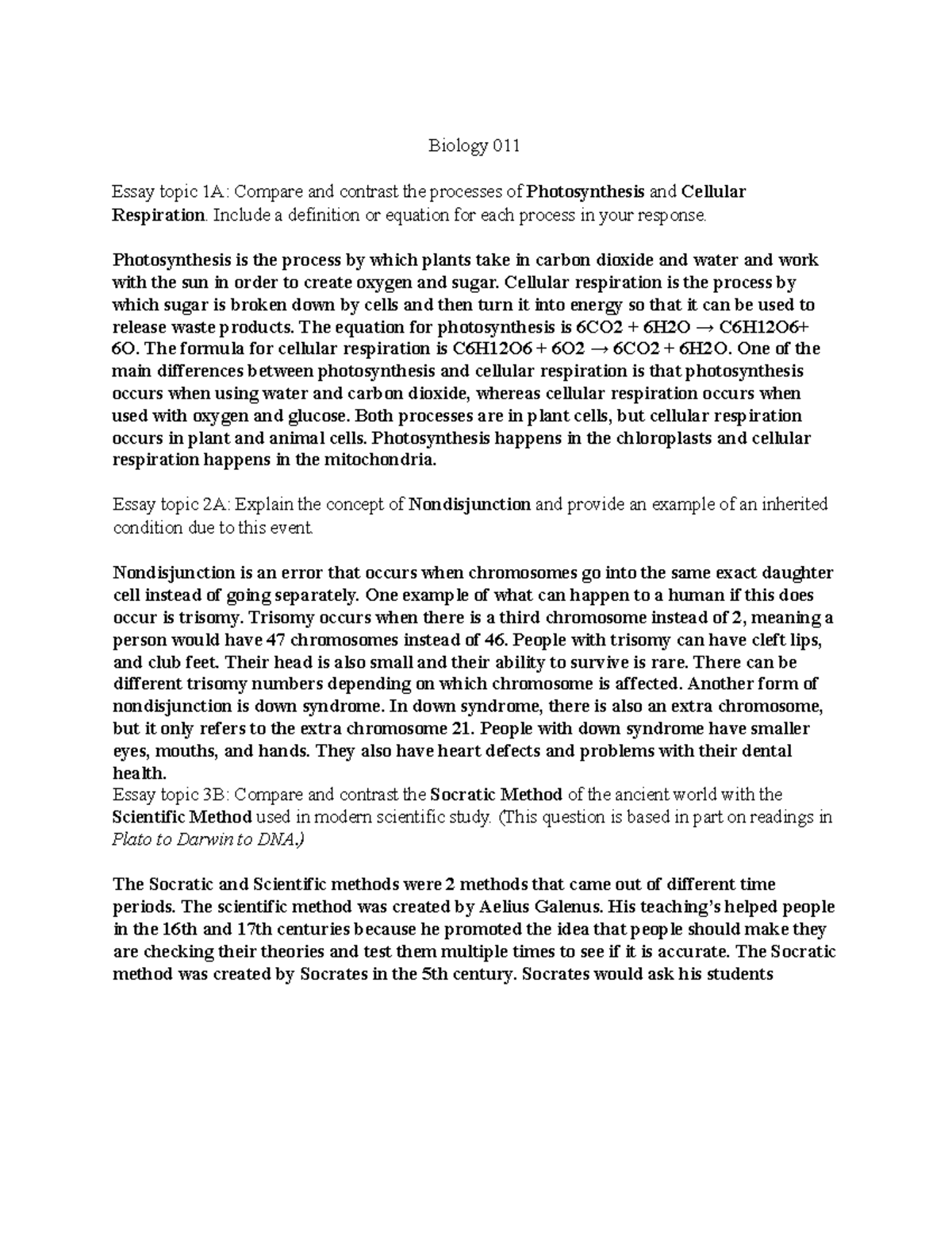 Bio. 011 Lecture Midterm Essay - Google Docs - Biology 011 Essay topic ...