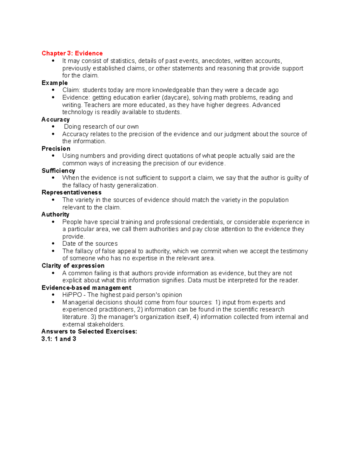 COMM 210 Chapter 3: Analyzing Evidence in Critical Thinking - Studocu