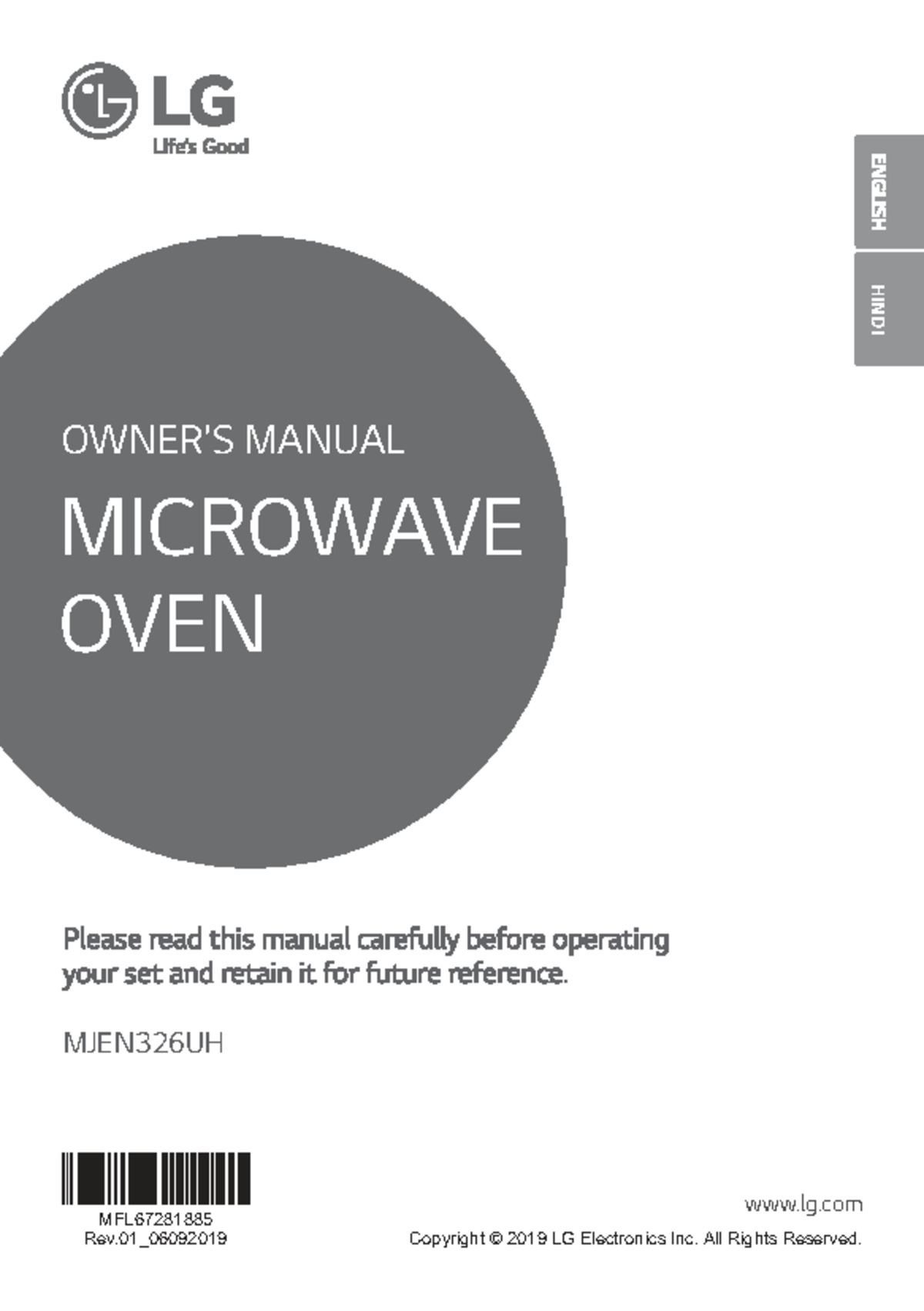 LG Microwave Oven Manual MJEN326UH: Important Safety Instructions - Studocu