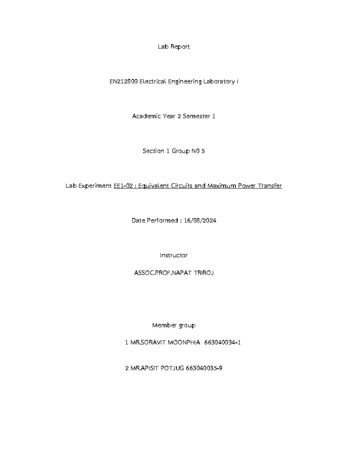 Lab Report 03 EE - Loading Effects in Equivalent Circuits & Power ...