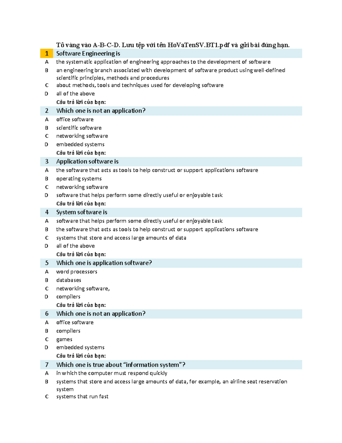 SE 1: Software Engineering Concepts and Applications - Studocu