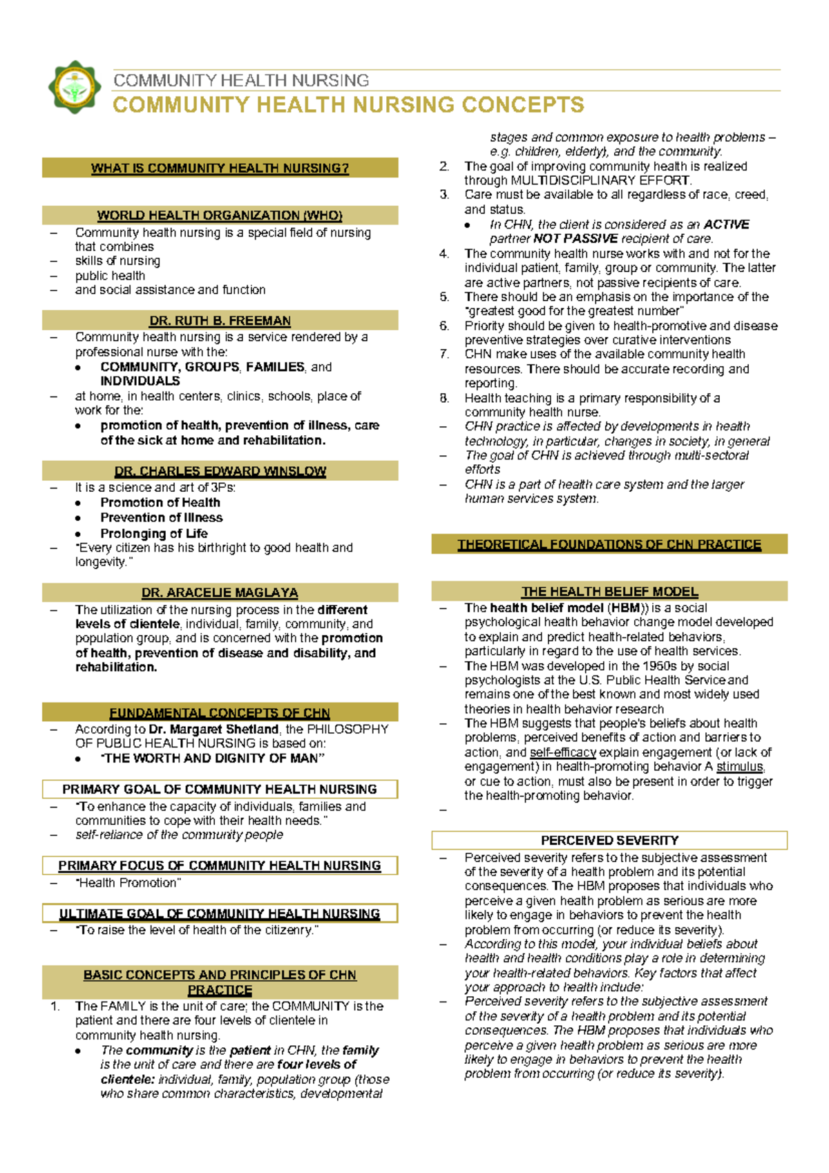 [NCM 113] 1 CHN Concepts - WHAT IS COMMUNITY HEALTH NURSING? WORLD ...