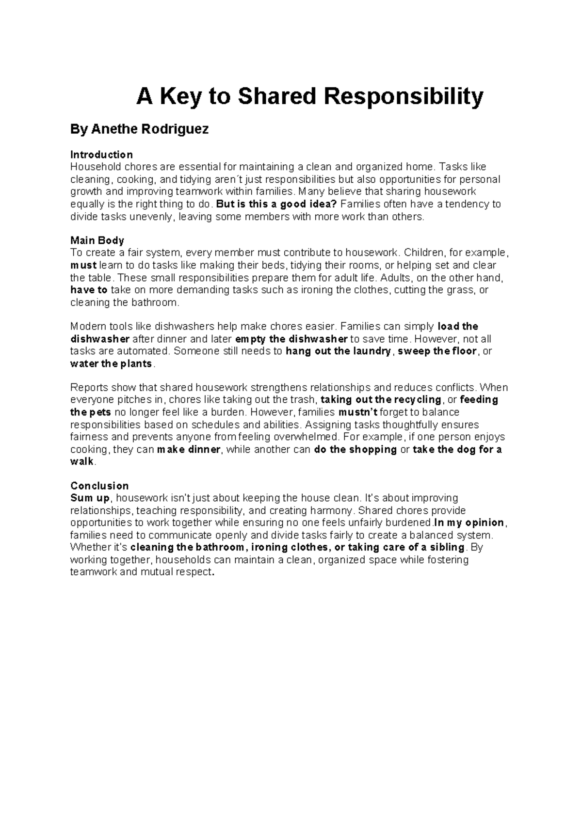 A Key to Shared Responsibility(Writing 2 - Unit 8) - A Key to Shared ...