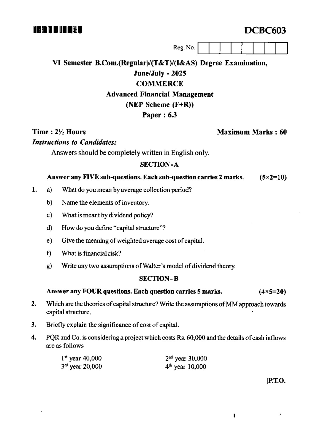 DCBC603 Advanced Financial Management Exam Notes - VI Sem 2025 - Studocu