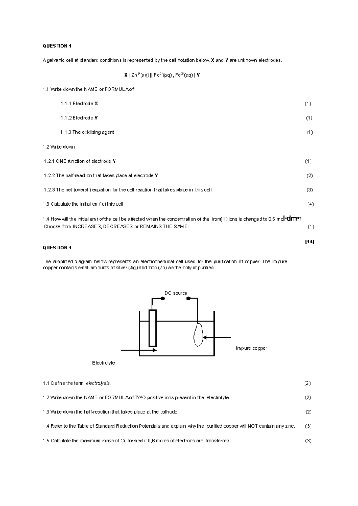 Galvanic Cell Analysis: Electrode Functions & Reactions (CHEM101) - Studocu