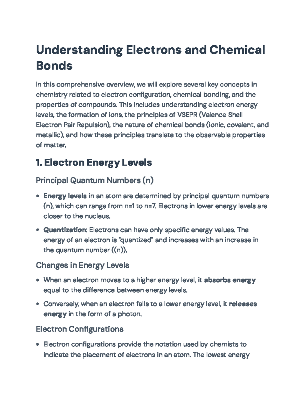 Understanding Electron Configurations and Chemical Bonds in Chemistry ...