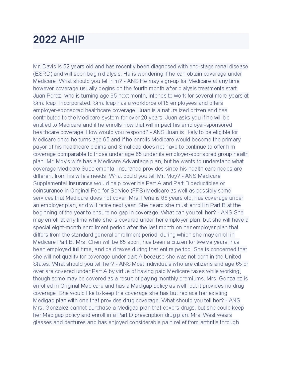 AHIP Final Exam Questions 6 - saunders mental health The nurse should ...