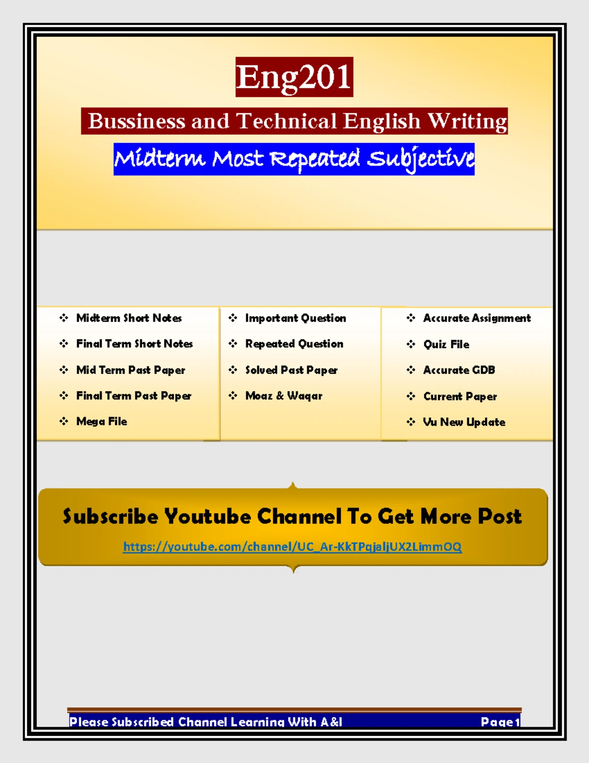 Eng201 midterm subjective - Important Question Repeated Question Solved Past Paper Moaz - Studocu