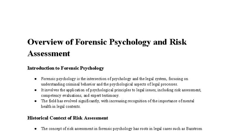 Chapter 10 Study Guide: Forensic Psychology & Risk Assessment - Studocu