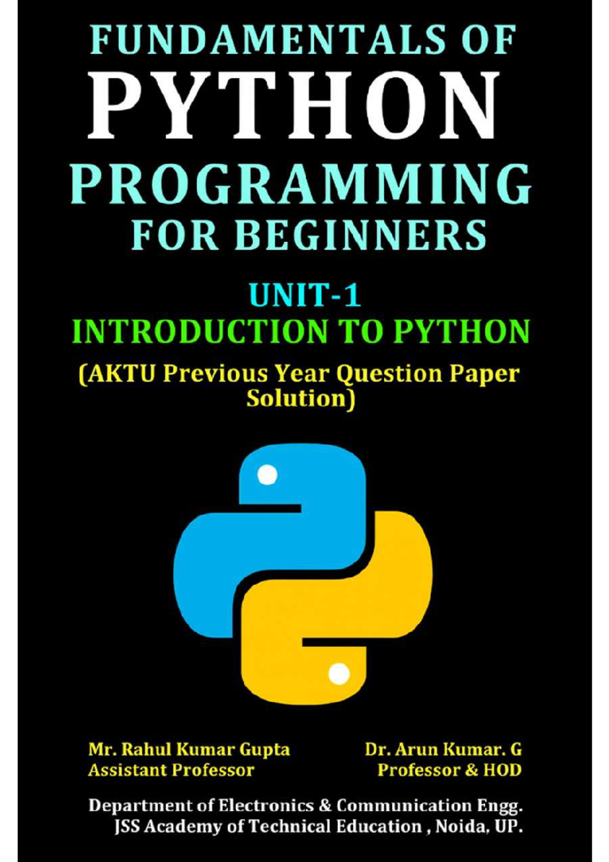 Complete Unit-1 Python Introduction (AKTU Previous Year QP Solutions) - Studocu