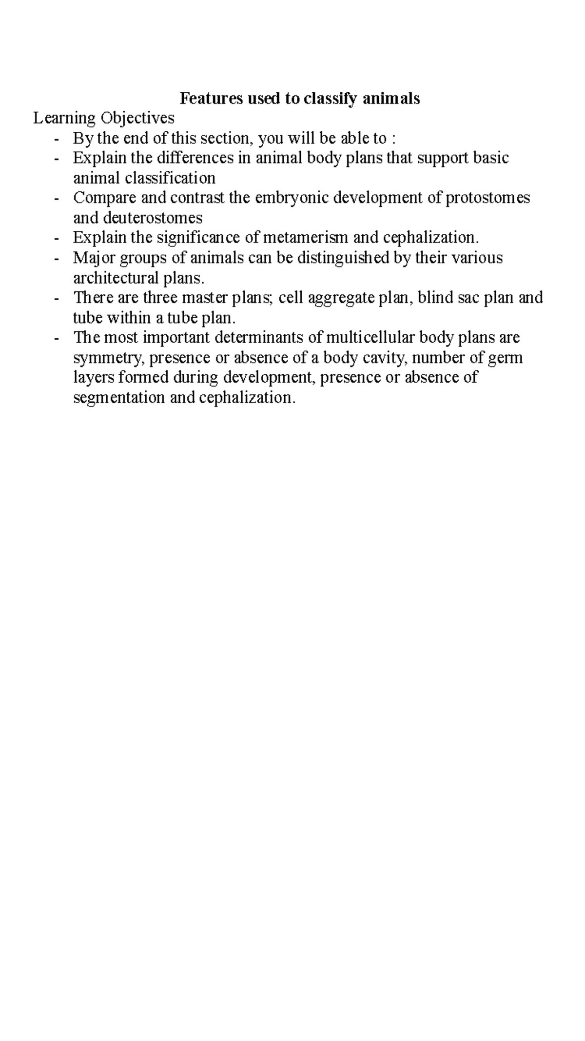 ZOO 122 Features used to classify animals - Features used to classify ...