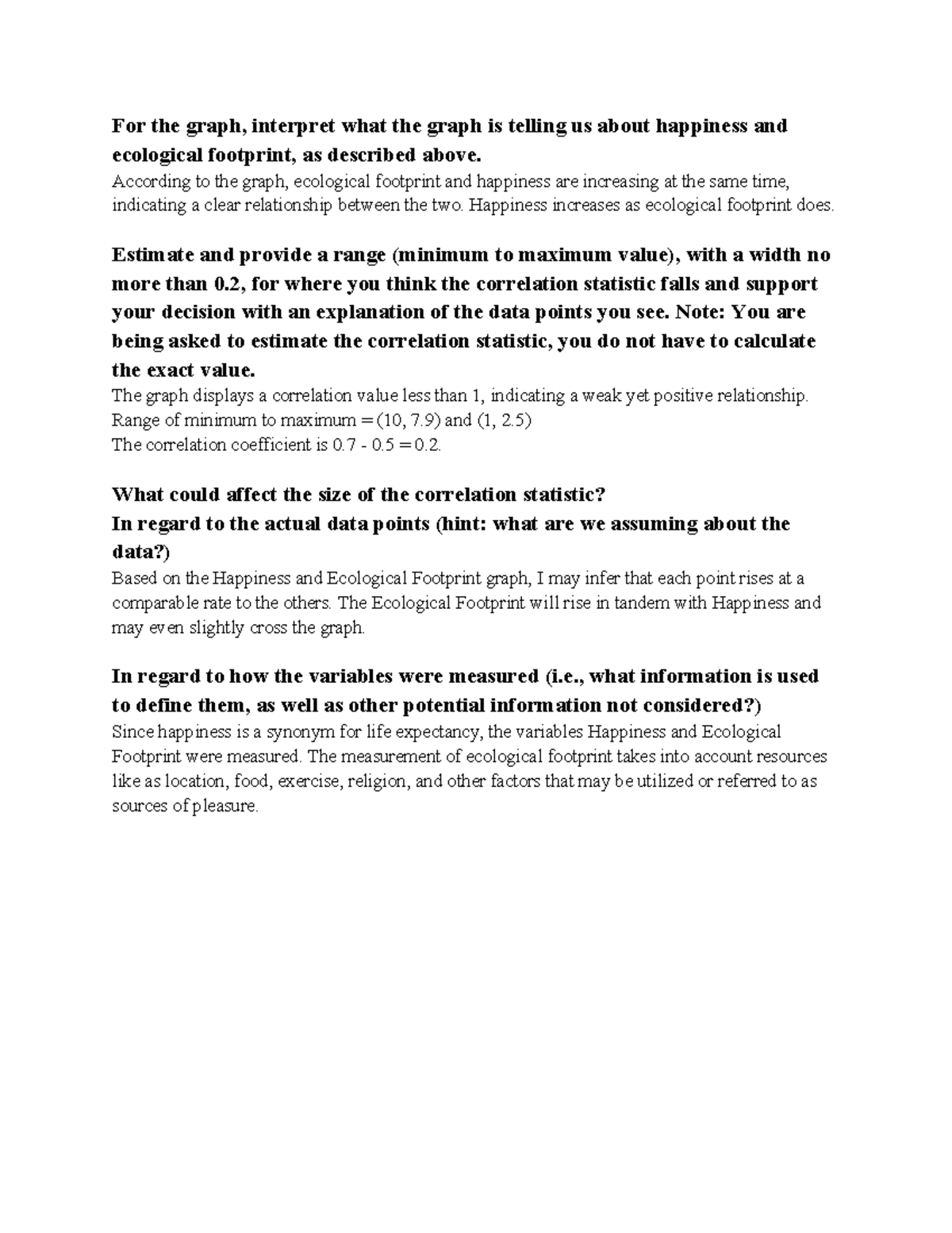 3-1 Short Paper: Interpreting Scatterplot on Happiness & Footprint - Studocu