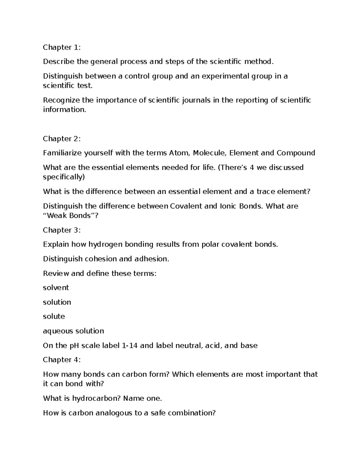 Study Guide - First Exam: Scientific Method & Chemistry Concepts - Studocu