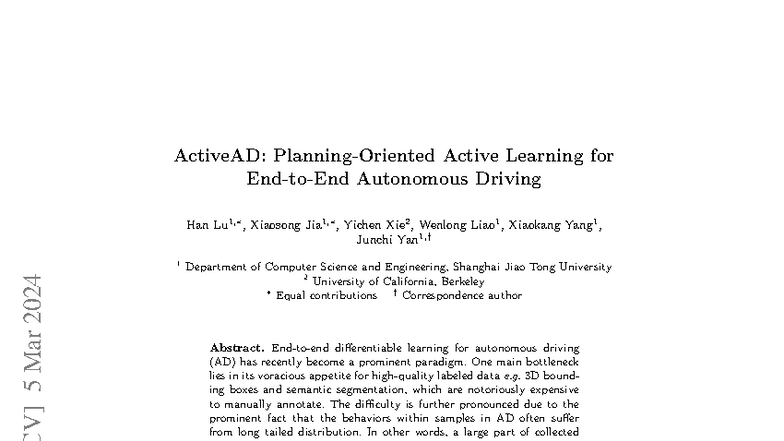 ActiveAD: Enhancing Active Learning for Autonomous Driving (AD) - Studocu