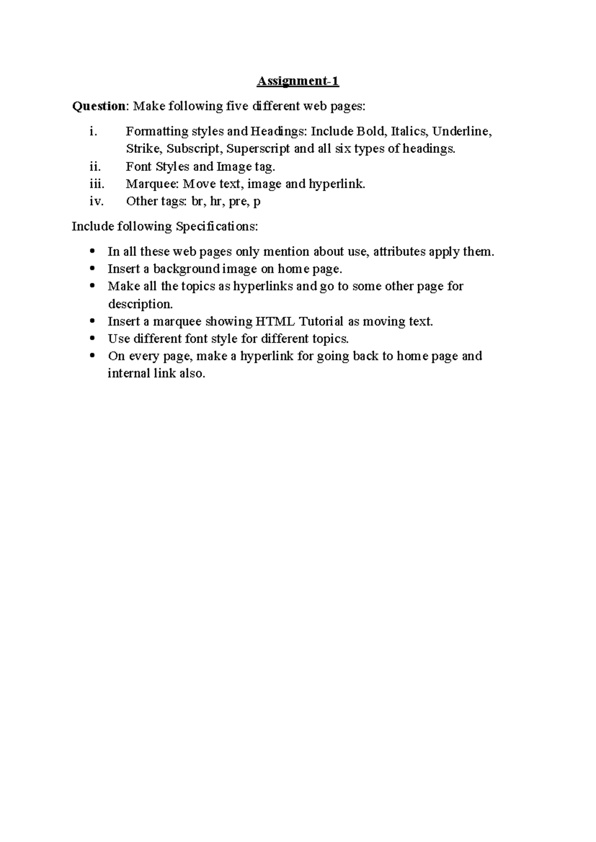 WT Lab Assignment-1: Creating Web Pages with HTML Elements - Studocu