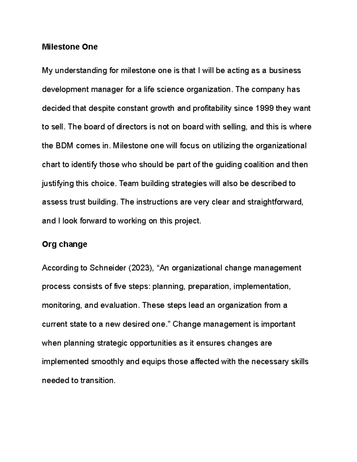 BDM Milestone 1: Building a Guiding Coalition for Change Management ...