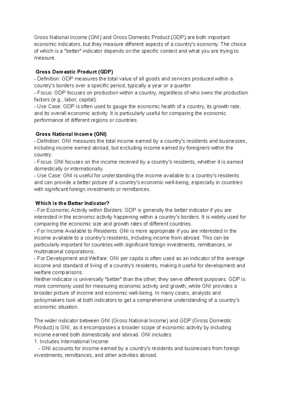 GNI vs GDP: Understanding Economic Indicators in Development Economics ...