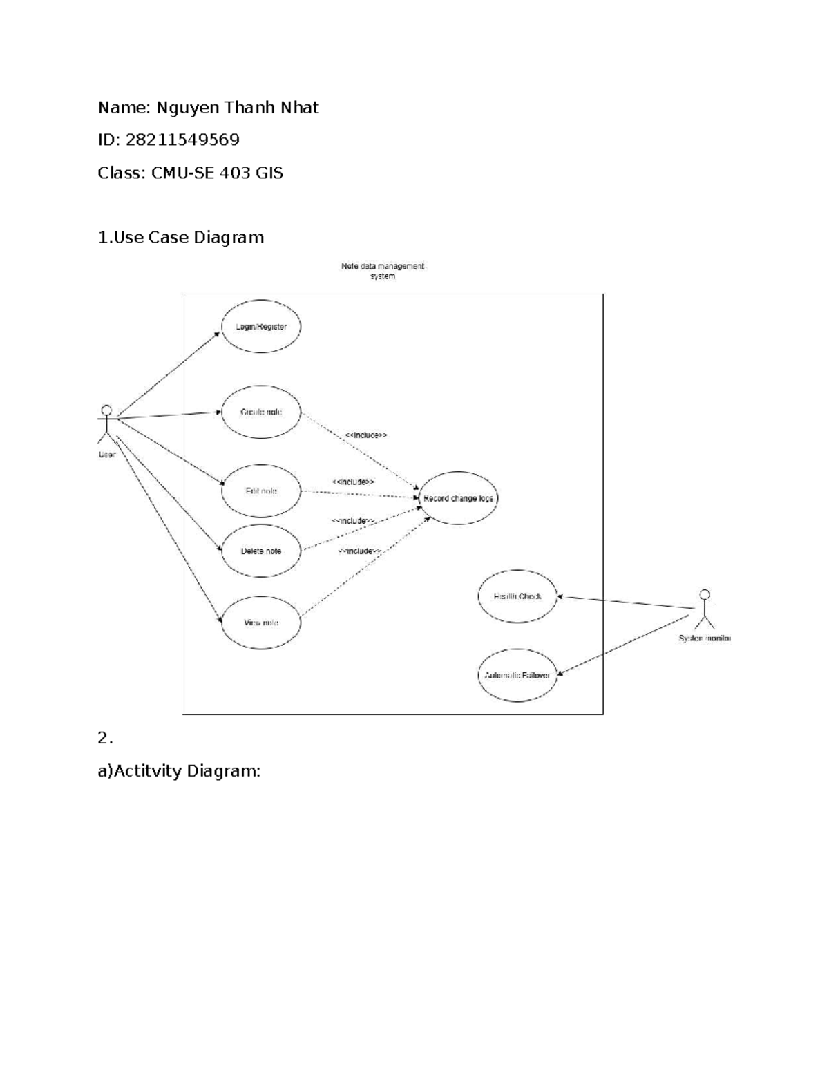 403 GIS: Database Design and Use Case Diagrams Notes - Studocu