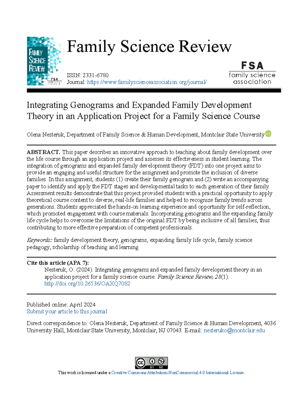 Integrating Genograms & Family Development Theory in FS 201: Research ...