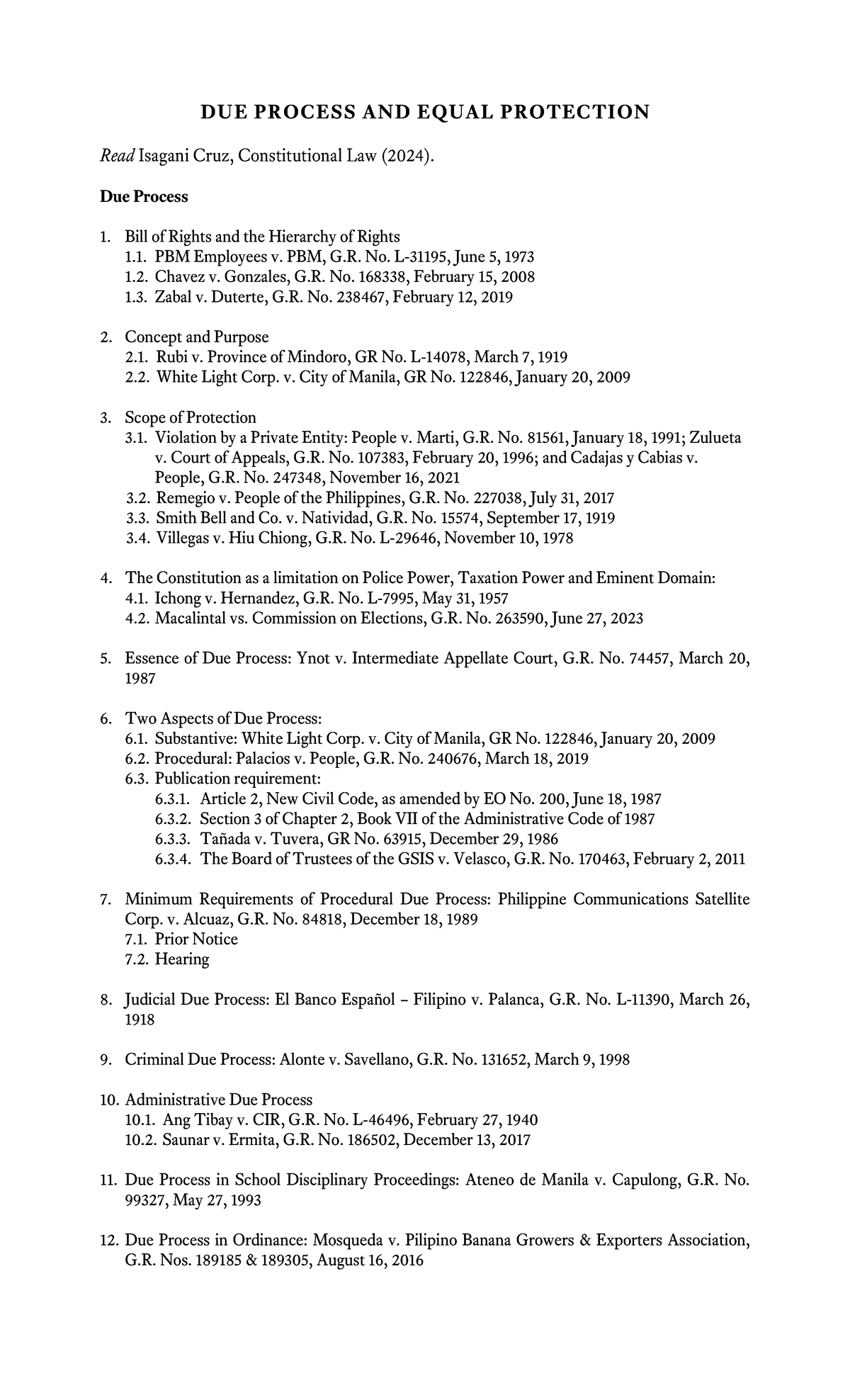 3 - Due Process and Equal Protection: Key Cases and Concepts in ...