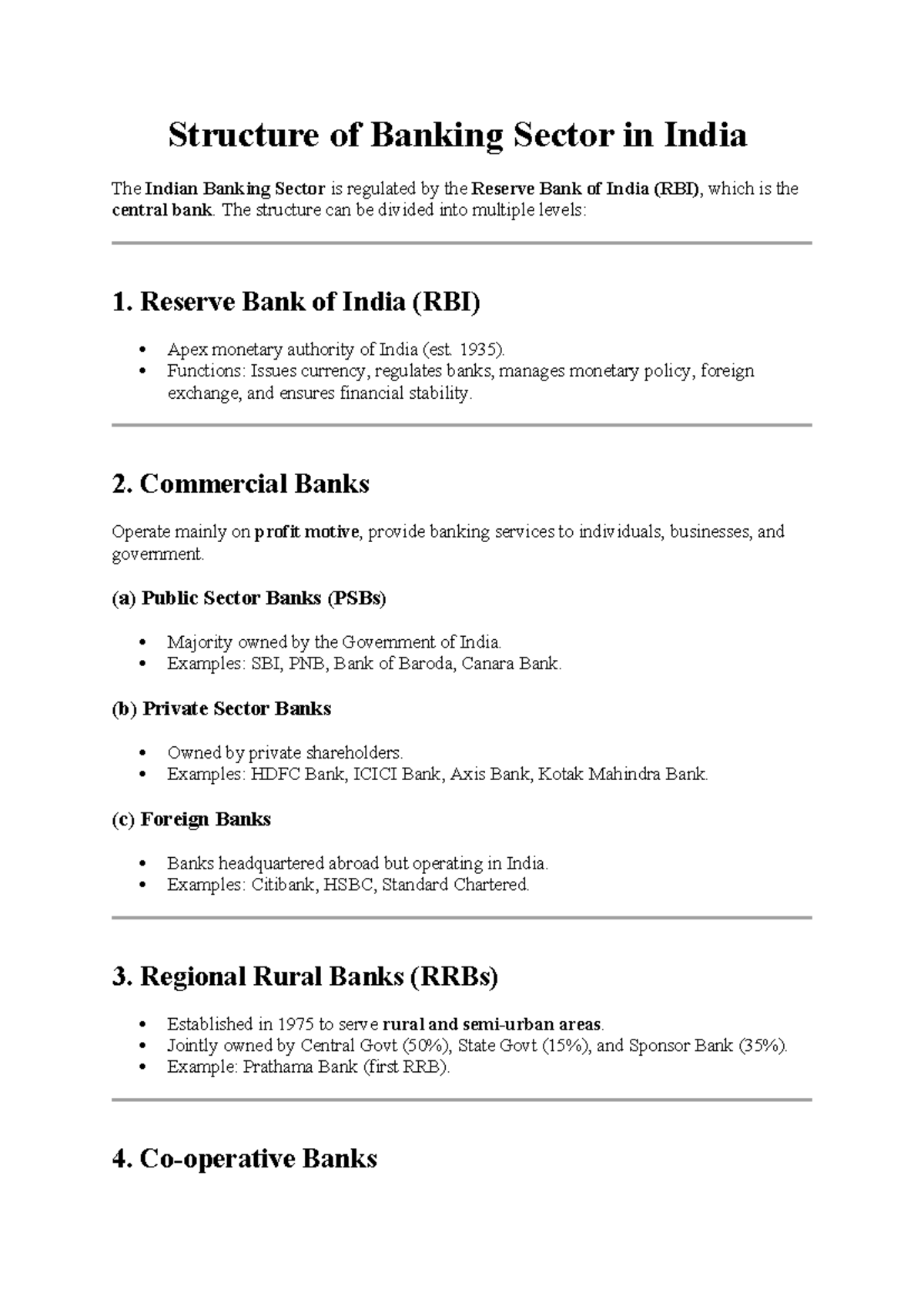 Structure of Banking Sector in India - Module 1 Basics of Banking - Studocu